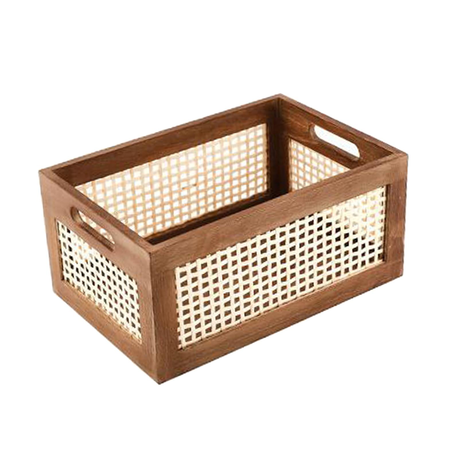 deevoka Woven Wood Basket Wood Frame Storage Basket Sundries Storage ...