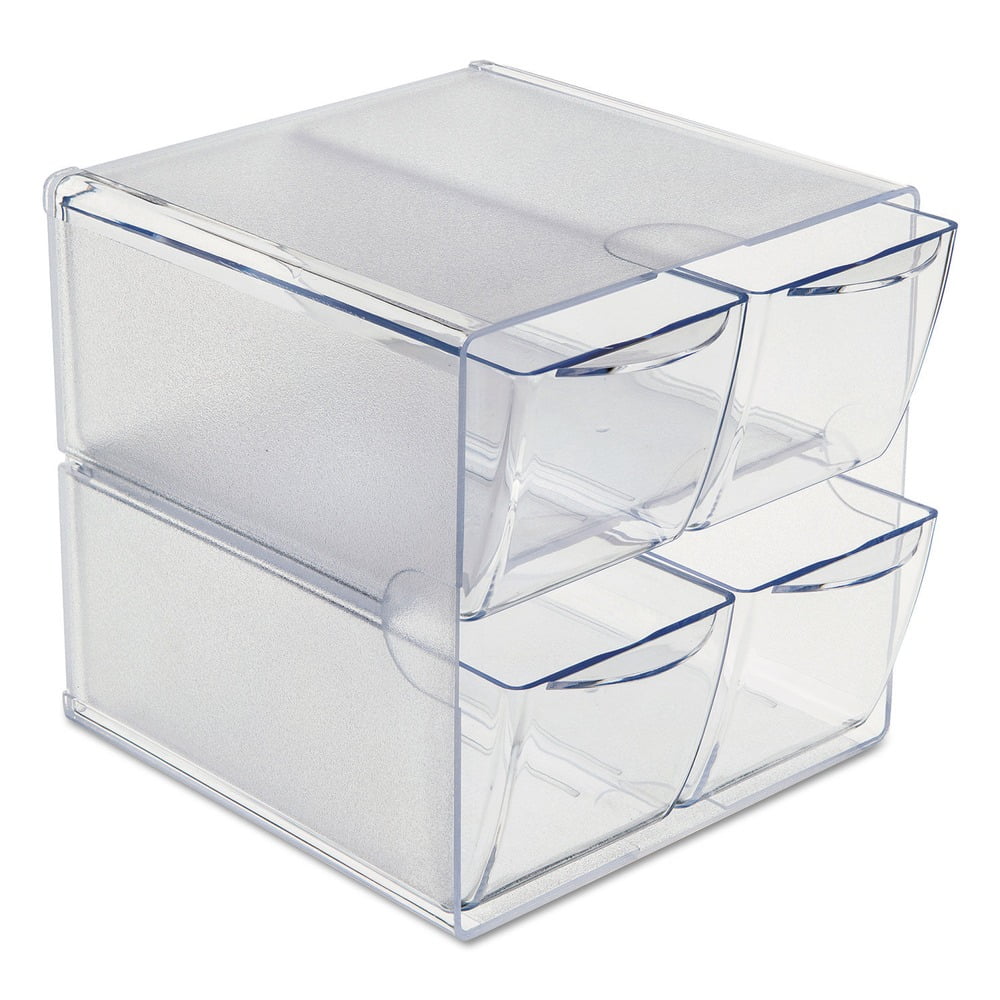 Deflecto Small Office Desk Cube Organizer with Four Drawers, Clear ...