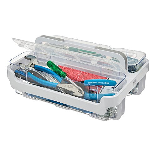 deflecto Stackable Caddy Organizer with S, M and L Containers, Plastic ...