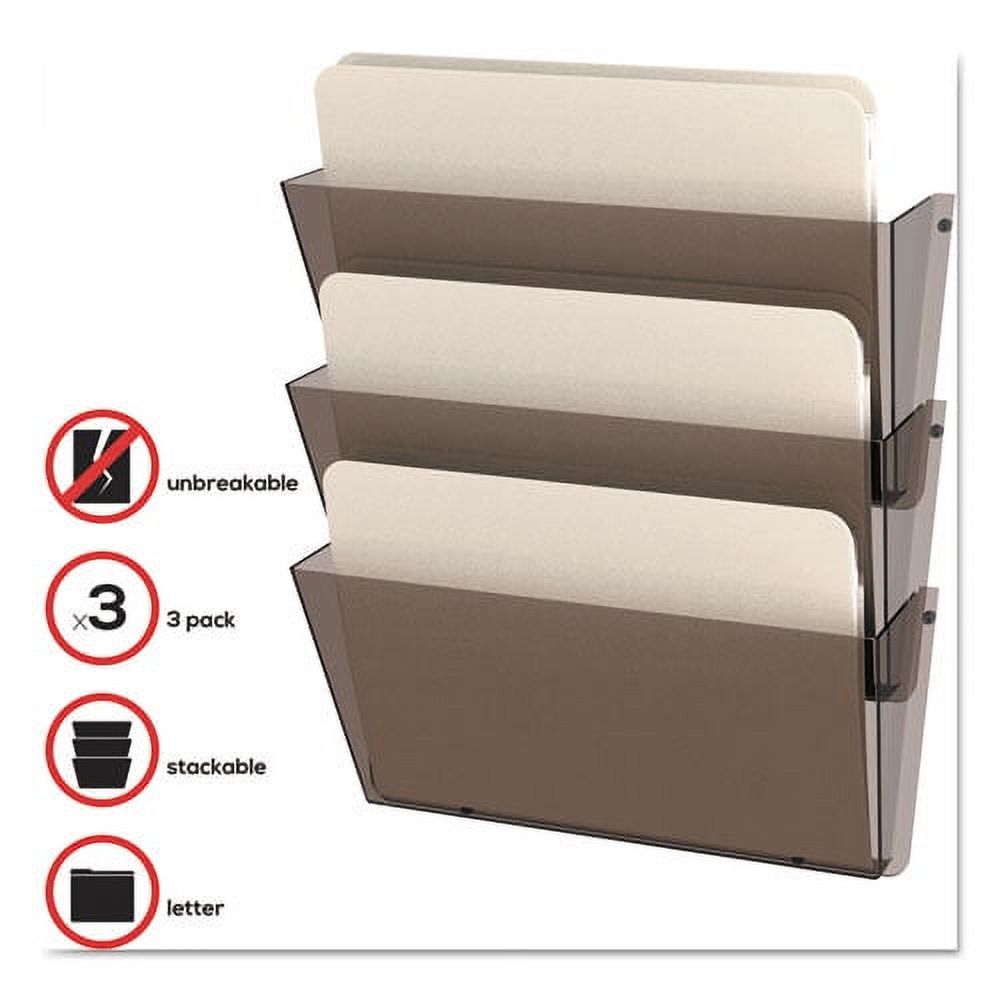 deflecto Unbreakable DocuPocket Wall File, 3 Sections, Letter Size, 14. ...
