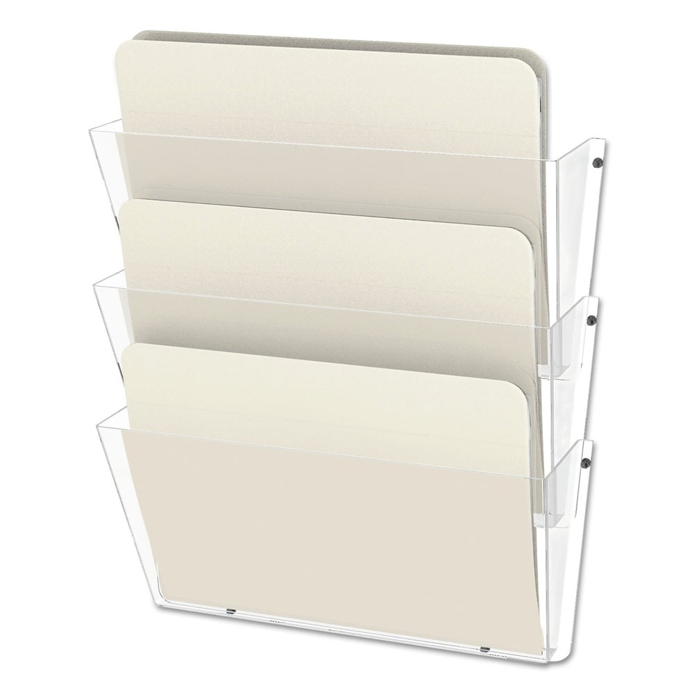deflecto Unbreakable Wall File Set, Letter, Three Pocket, Clear ...