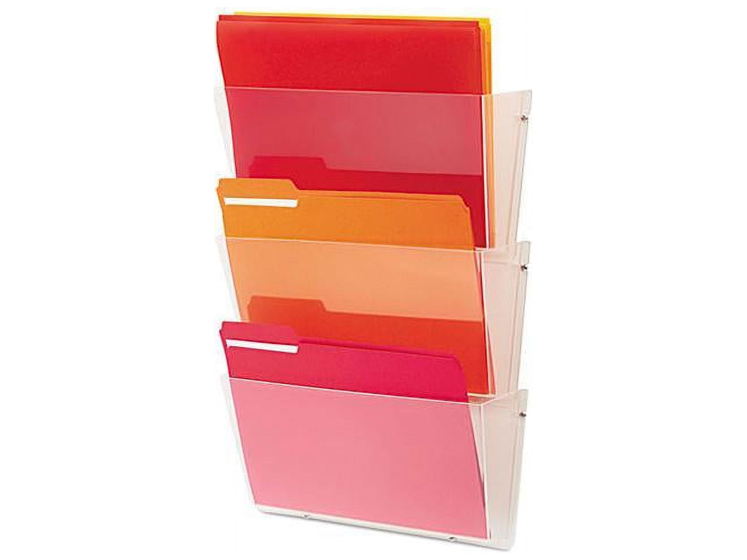 deflecto Unbreakable Wall File Set, Letter, Three Pocket, Clear ...