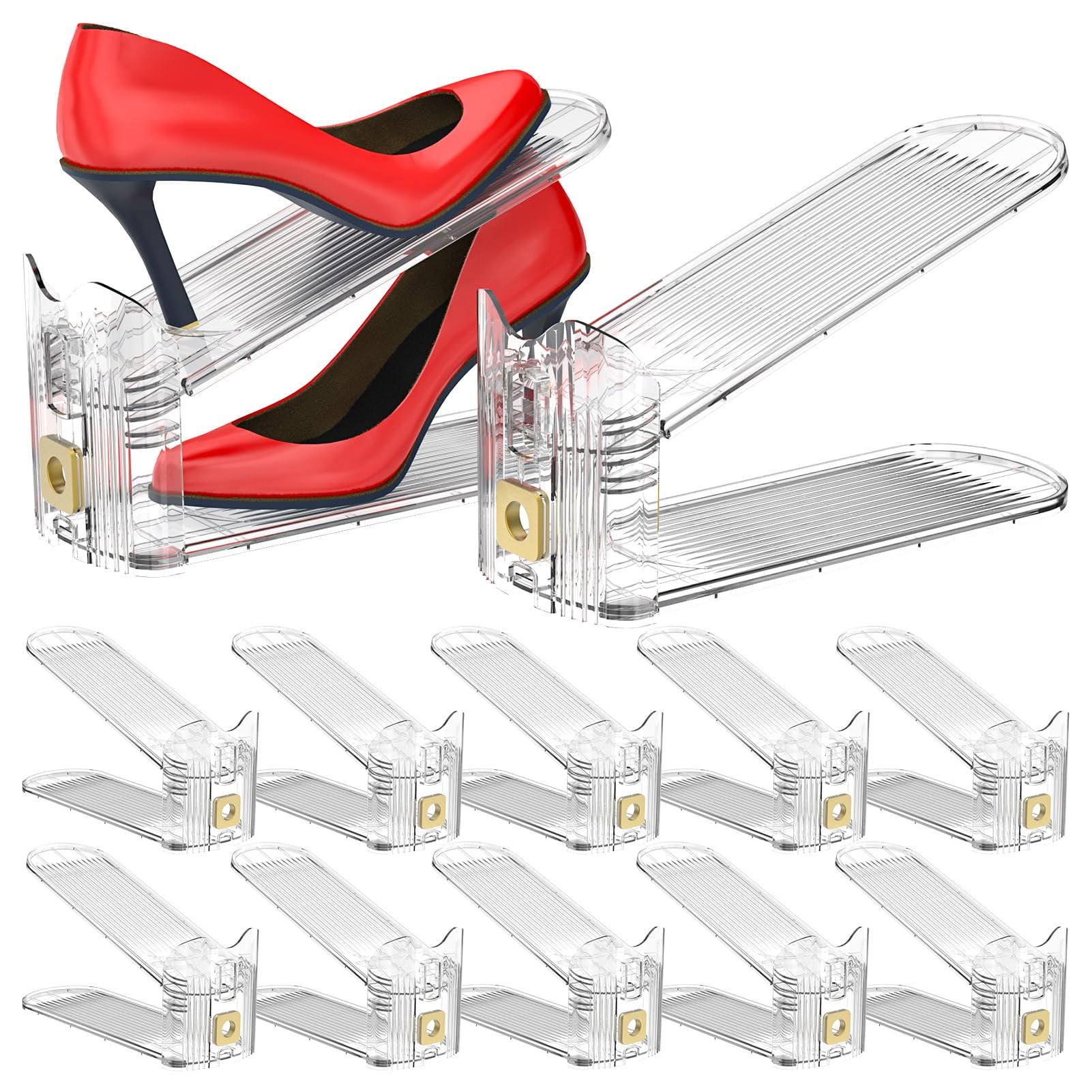degcicx Shoe Slots Organizer,Adjustable Shoe Stackers,10 Pack Shoe ...