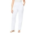 Delayuji Casual Pants For Women Pockets Elastic Waist Straight Solid