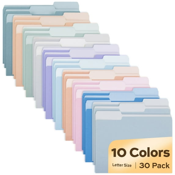 Deli File Folders Letter Size 10 Pastel Colors, 30 Pack Manilla Folders ...
