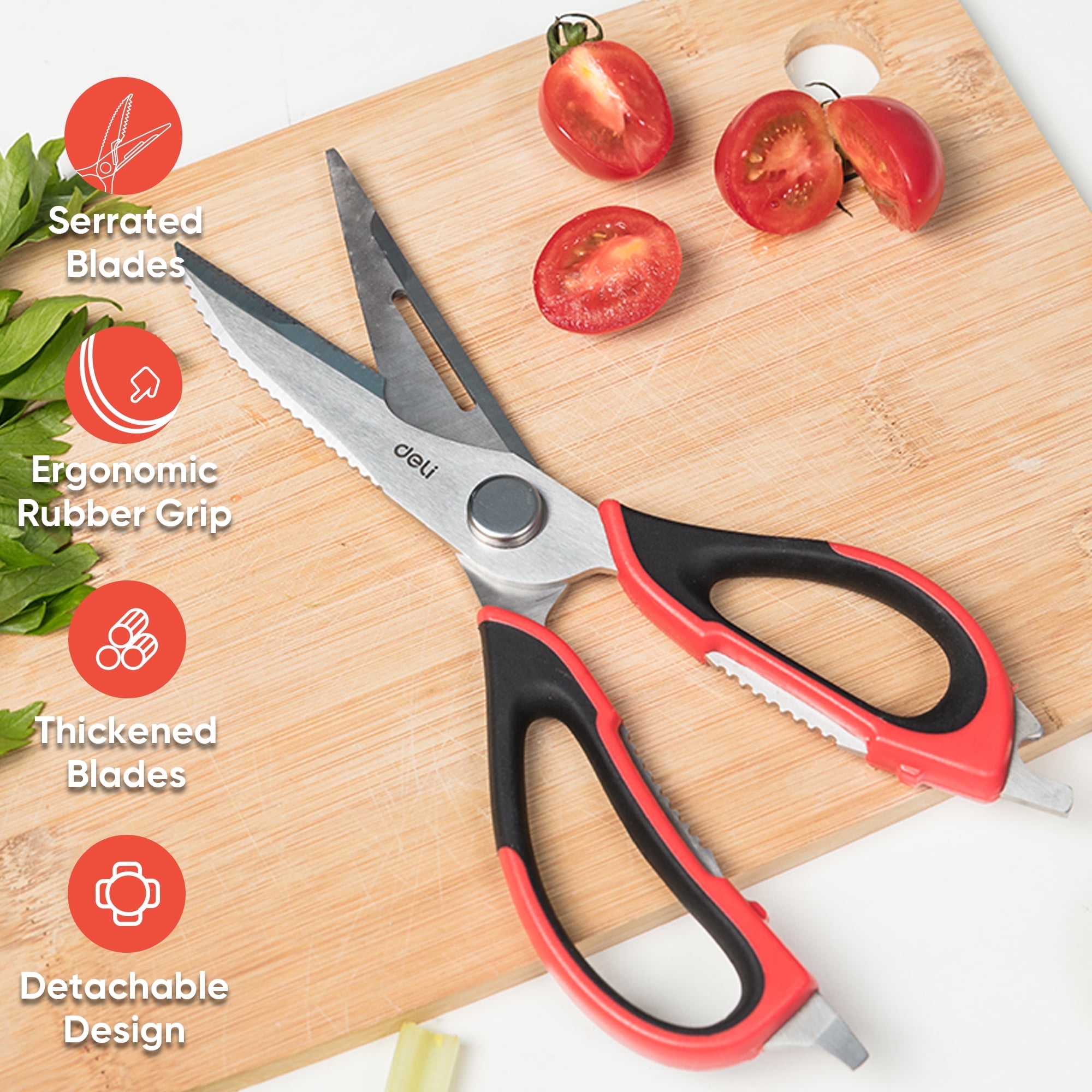 Deli 4-in-1 Kitchen Scissors Ultra-Sharp Premium Stainless Steel Multi ...