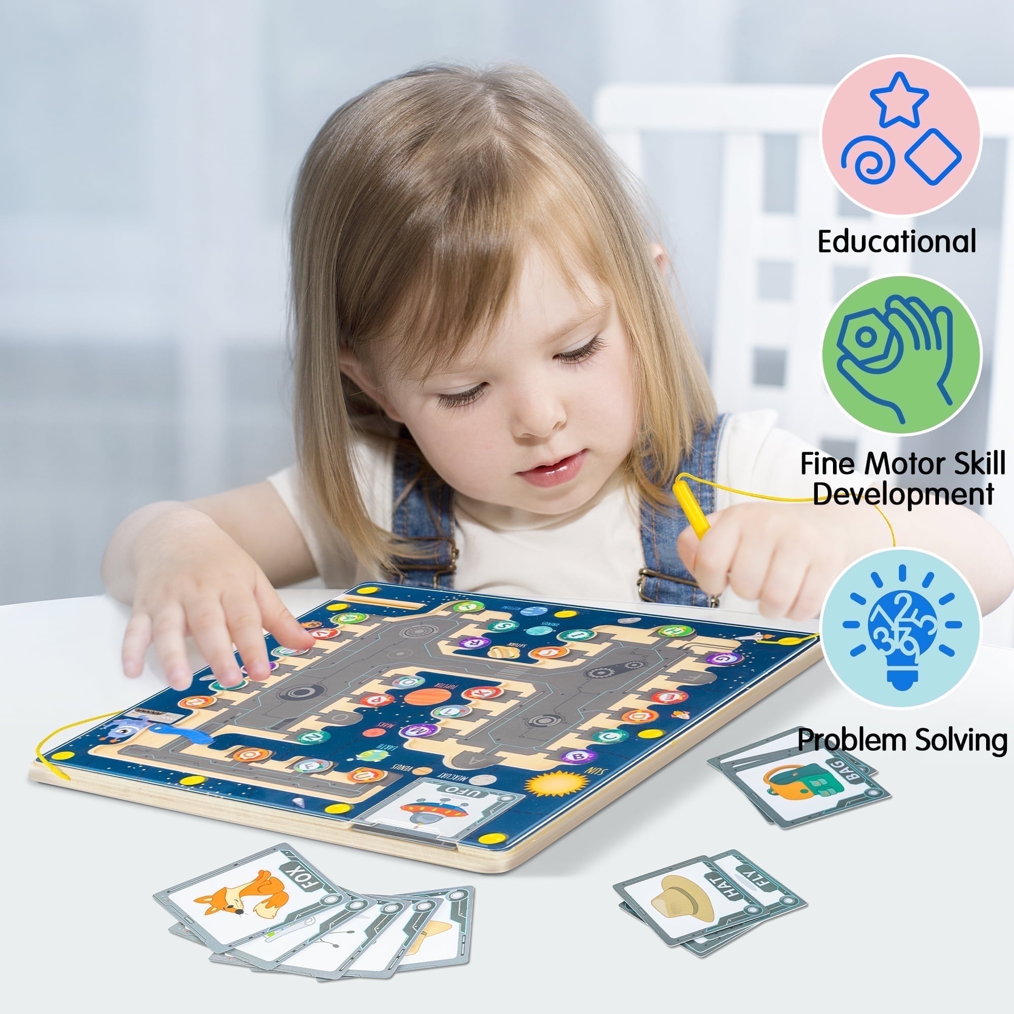 Deli Magnetic Color and Number Maze, Montessori Toys for 3 4 5 Year Old ...