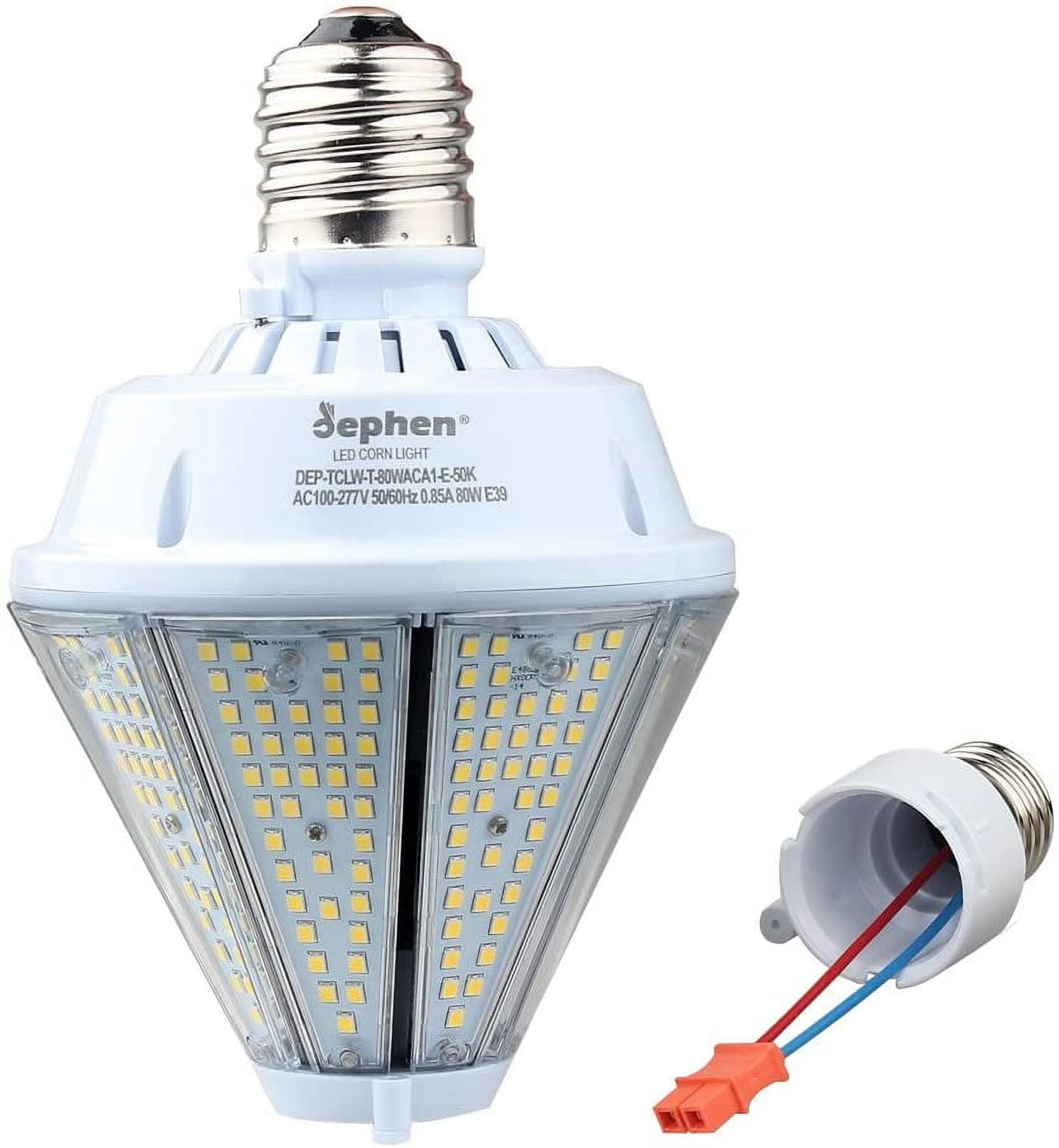 dephen 80W LED Corn Light Bulb with Removable E39 & E26 Base, Output ...