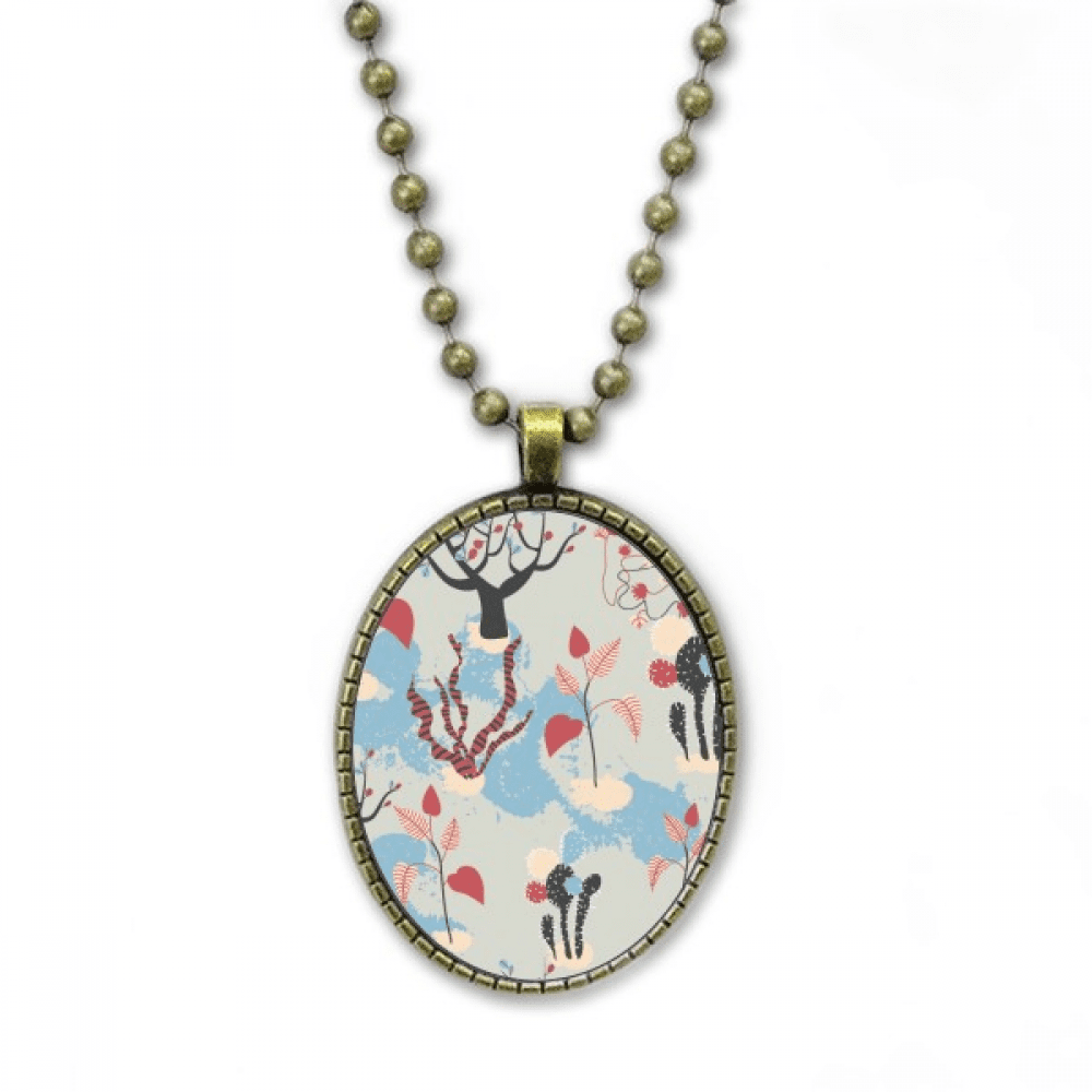 desert cactus savanna blue trees necklace vintage chain bead pendant ...