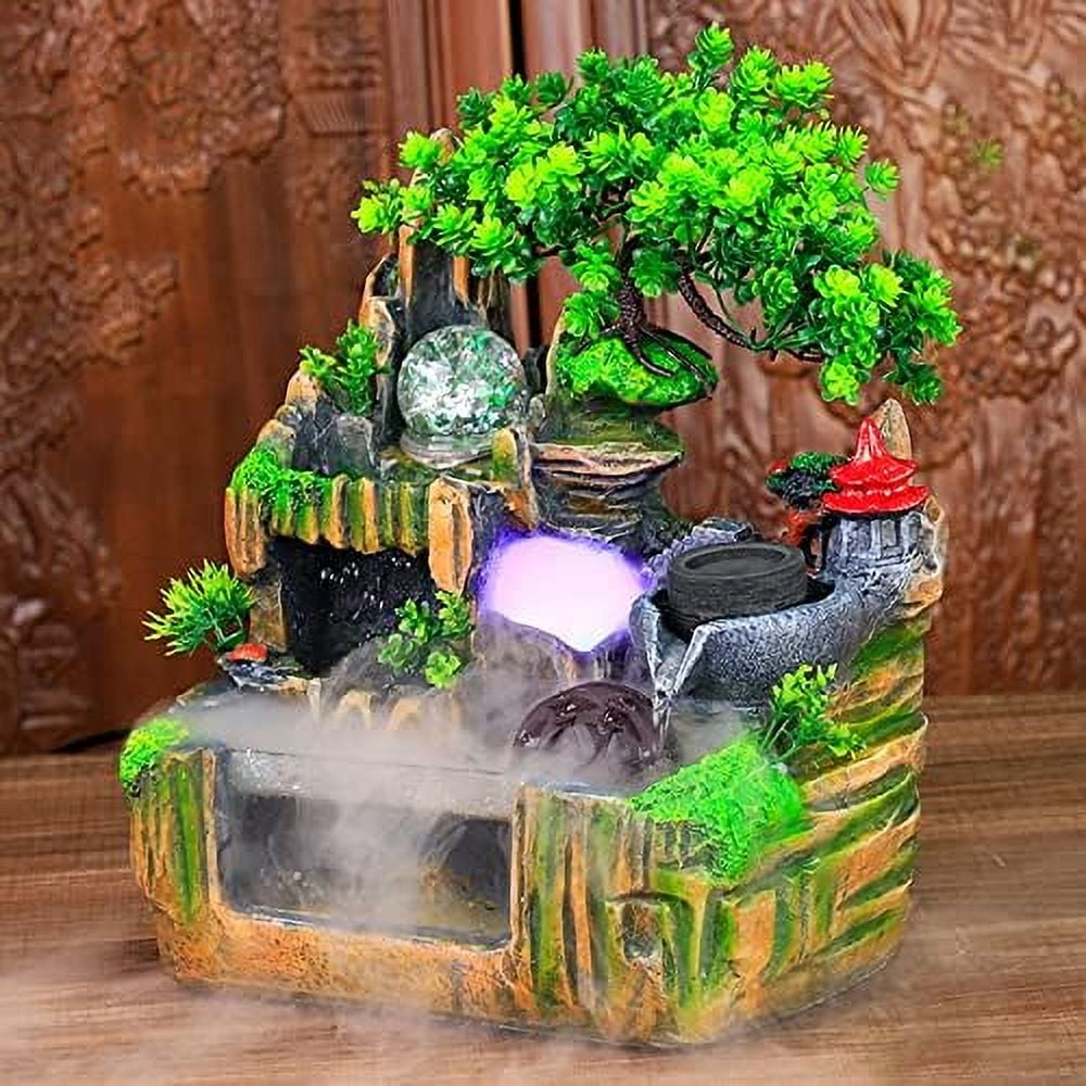 desktop rockery fountain waterfall,tabletop waterfall fountain with led ...