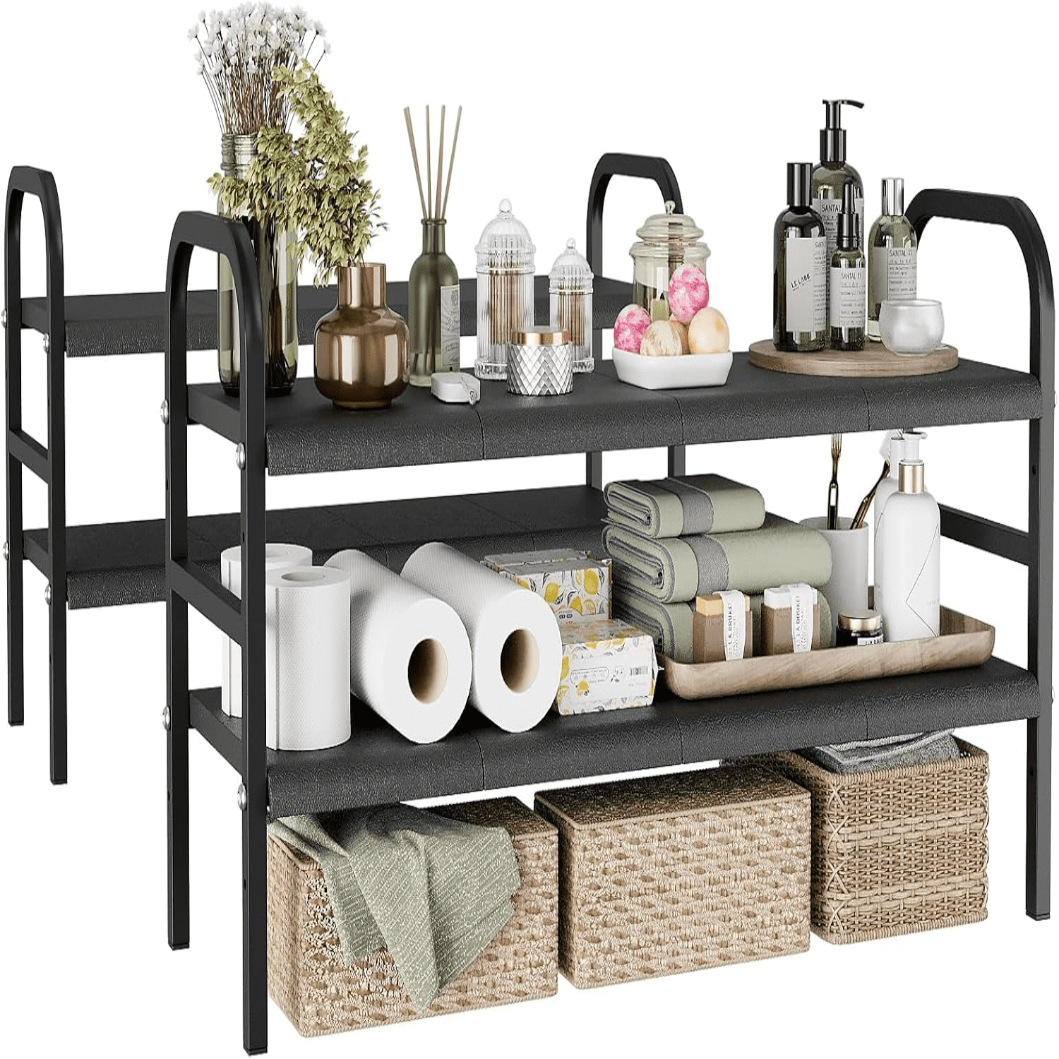 dfgtyhu Under Sink Organizers 2 Tier Expandable Cabinet Shelf Organizer ...