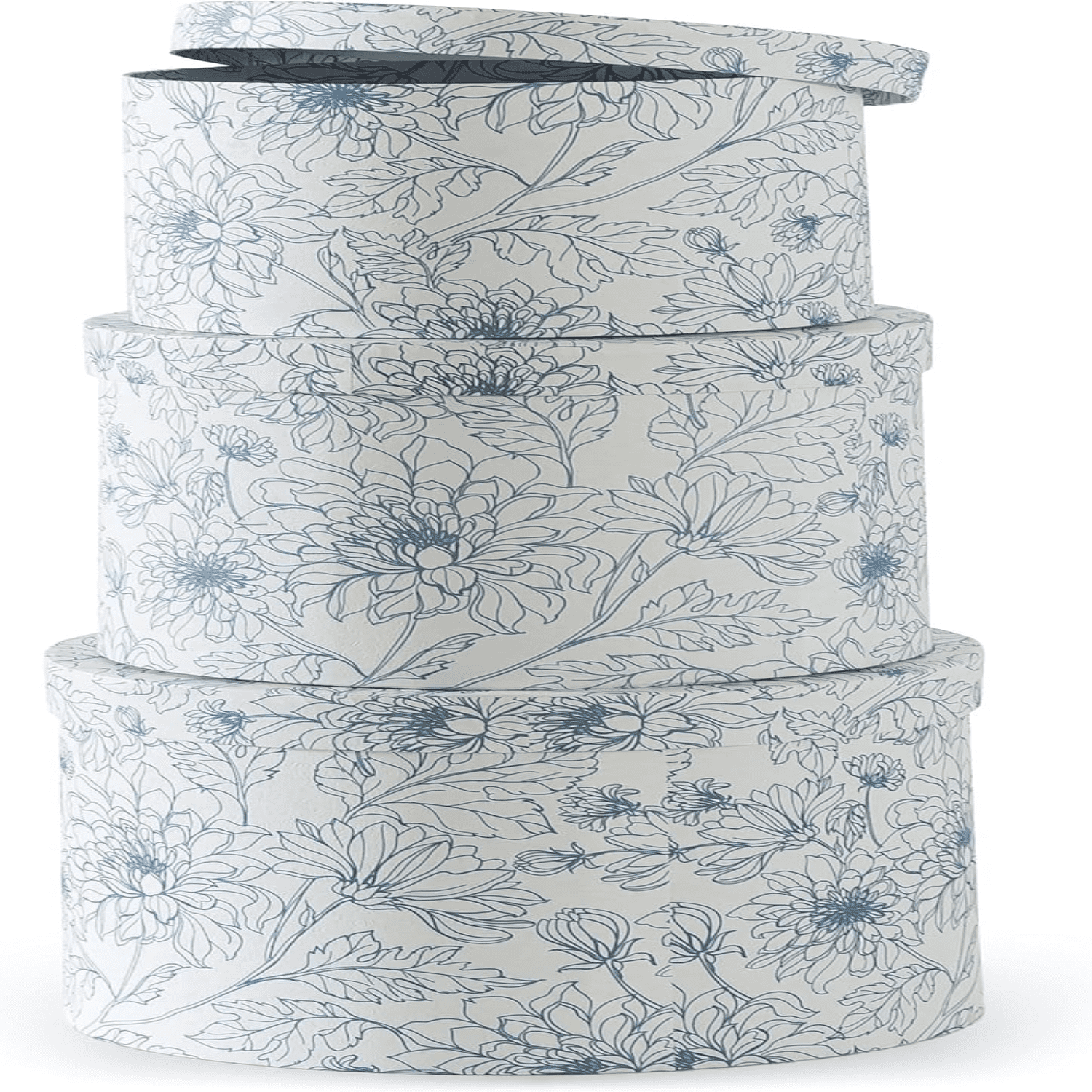 dfgtyhu Soul & Lane Round Boxes for Flower Arrangements Blue and White ...