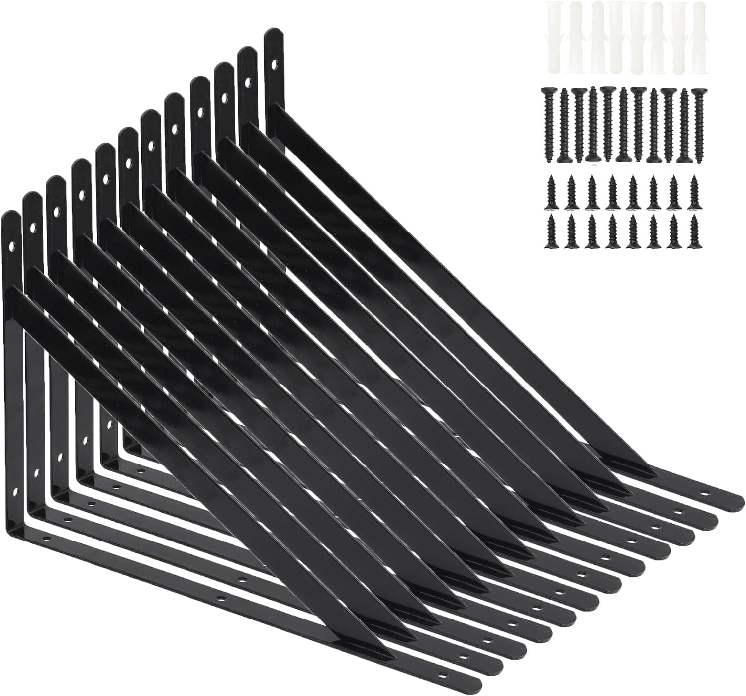 dfrtvyu 12 Pack L16" x H 10" Heavy Duty Shelf Brackets with Screws Wall ...