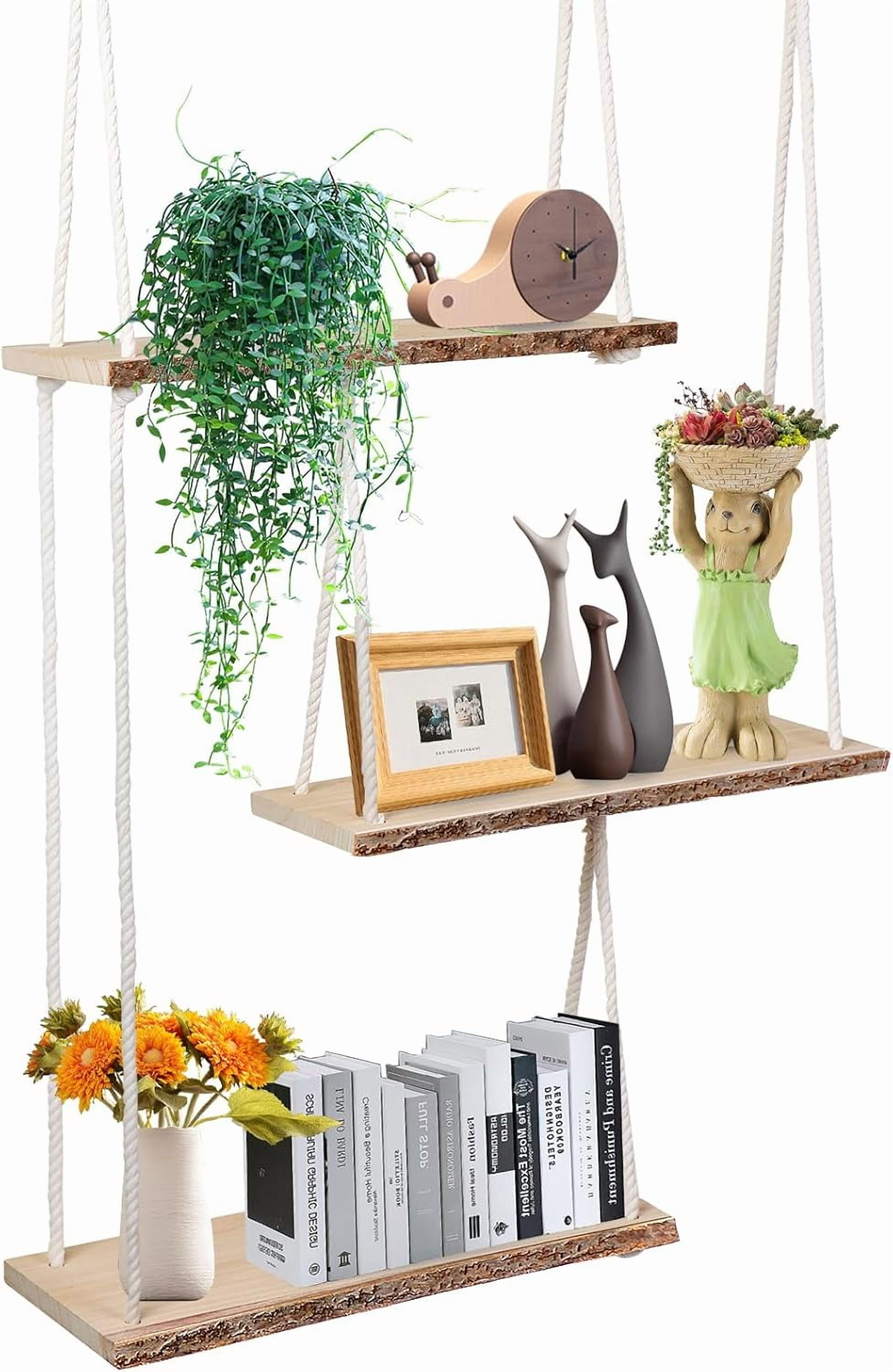 dxynlzq Floating Shelves Boho Wall Shelves 3 Tier Rustic Wood Hanging ...