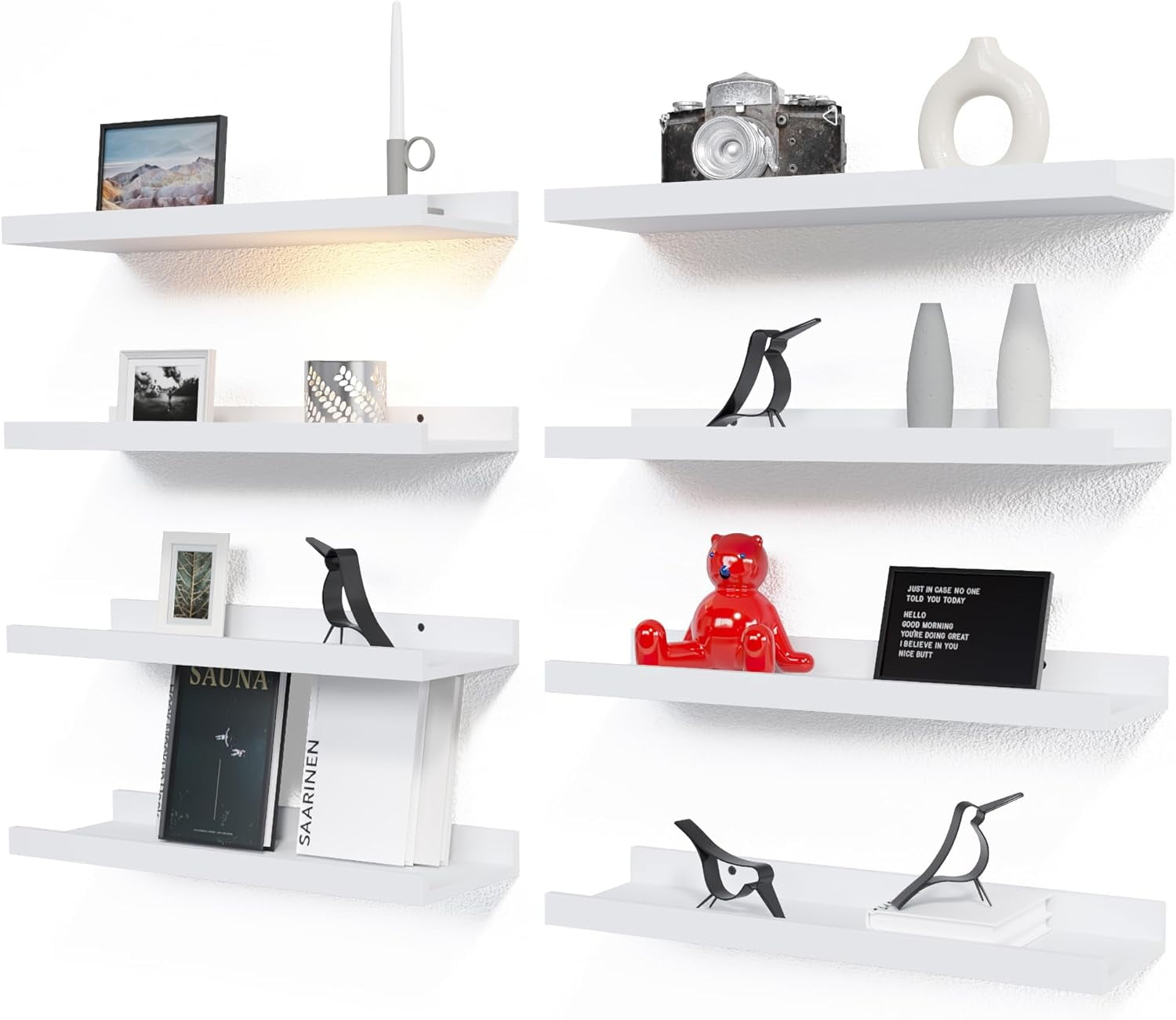 dfsfru 8 Set Floating Wall Mounted Shelves Nursery Hanging Book Shelves ...