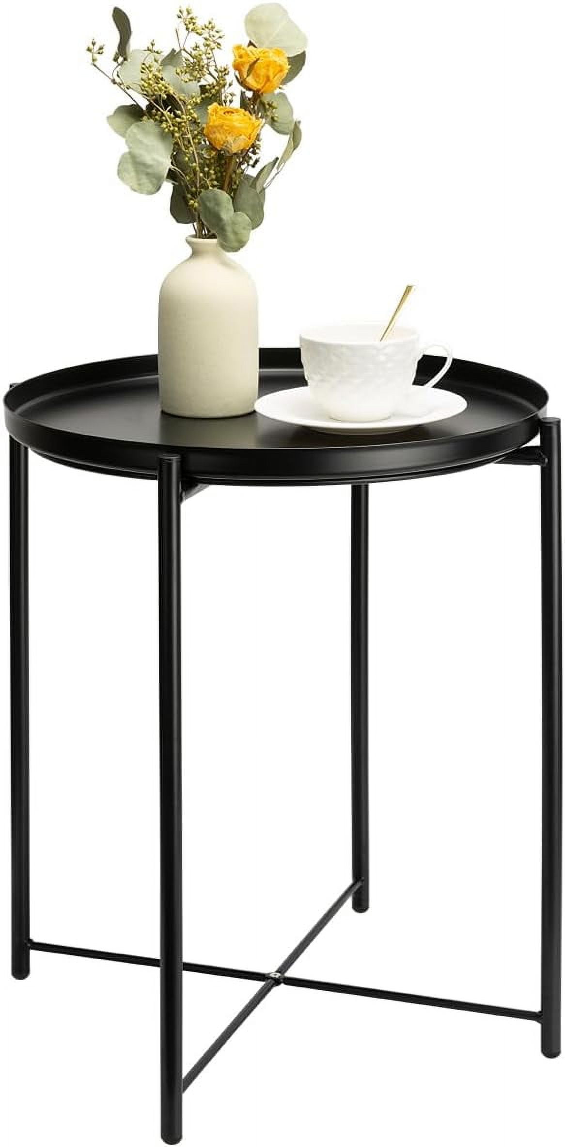 dfsfru Metal Black Side Table for Small Spaces Outdoor Patio Table ...