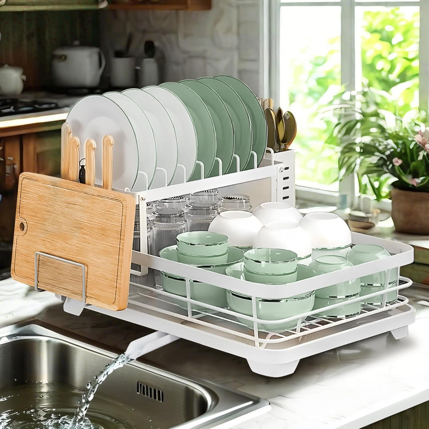 dfsfru Stainless Steel Dish Rack Foldable Over Sink Dish Drying Rack ...