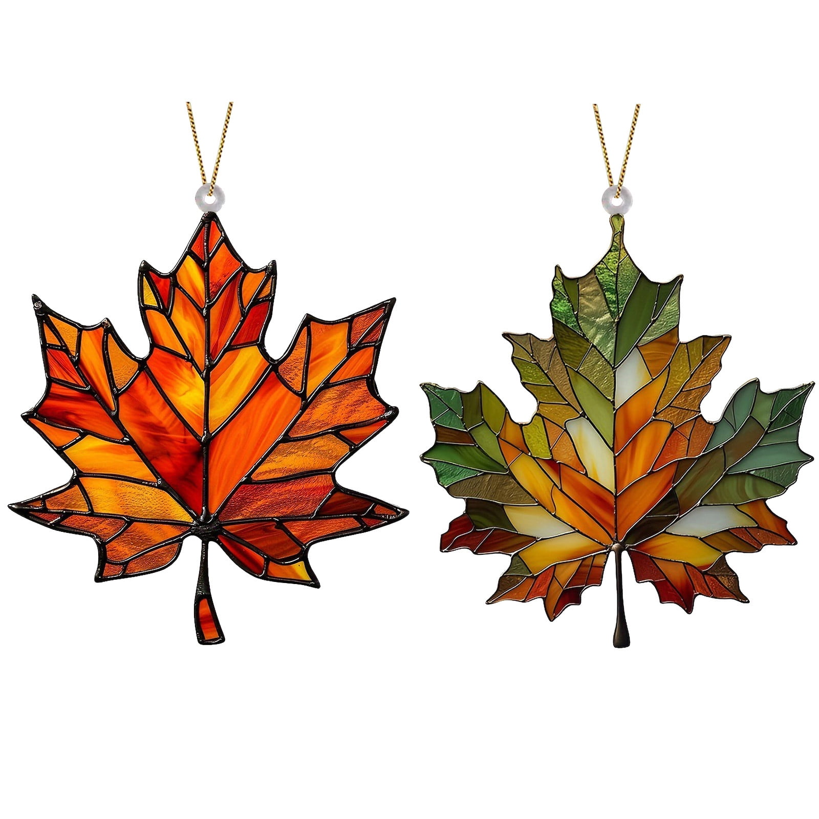 dfutuy 2 Piece Maple Leaf Acrylic Window Hanging Ornament Plastic Fall ...