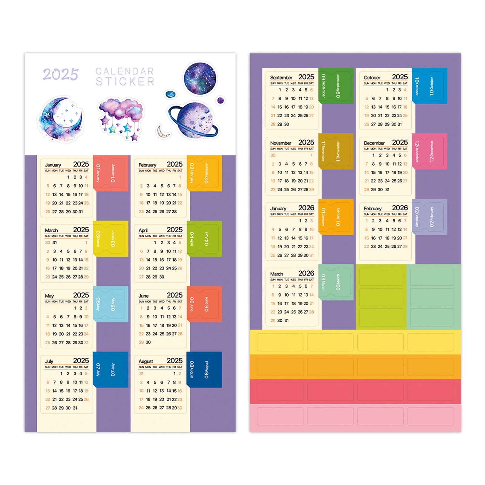 dfutuy 2025 Calendar Stickers Diary Notebook Classification Label ...