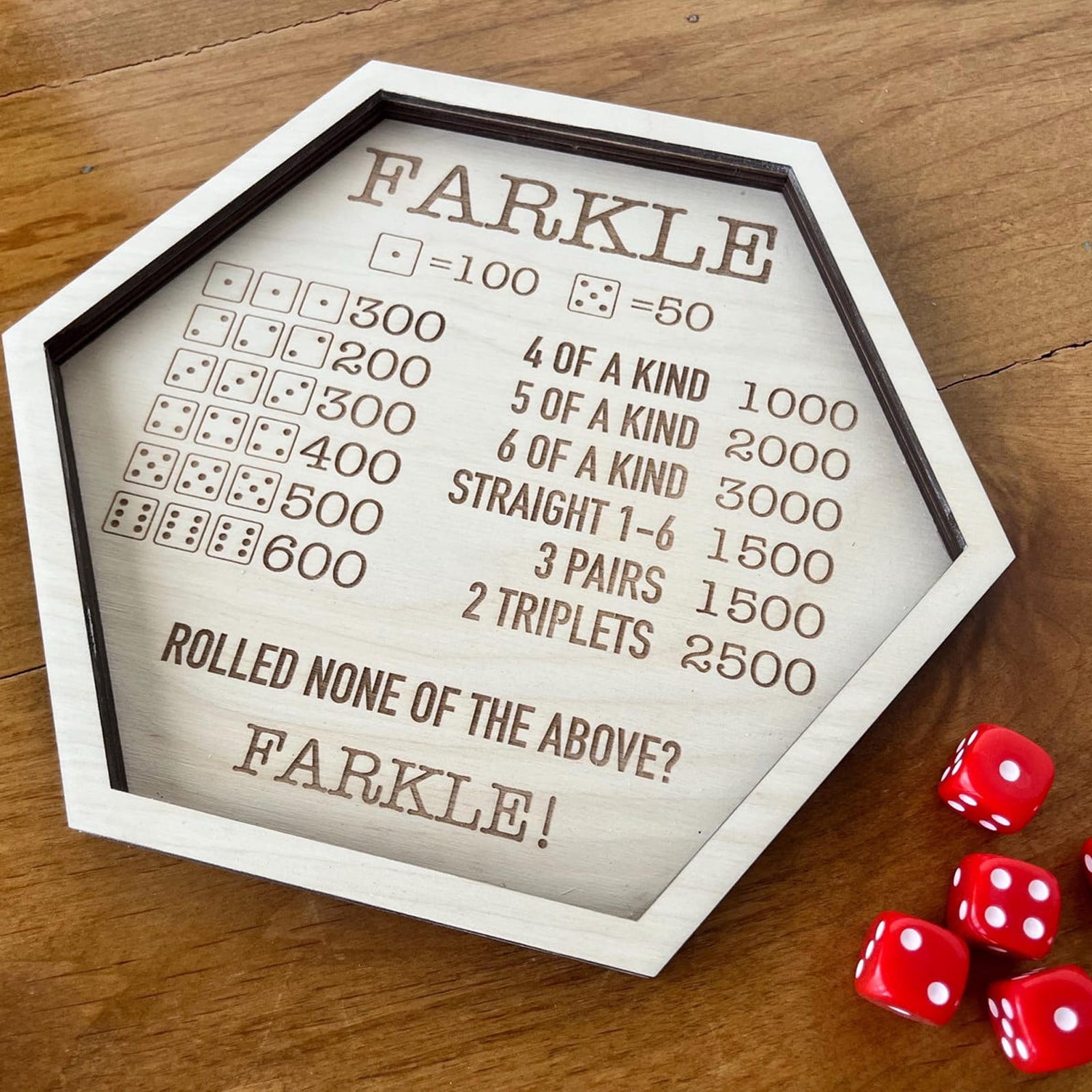 dfutuy Farkle Dice Game Wooden Tray - Handcrafted Farkle Dice Board with Storage Compartments ...