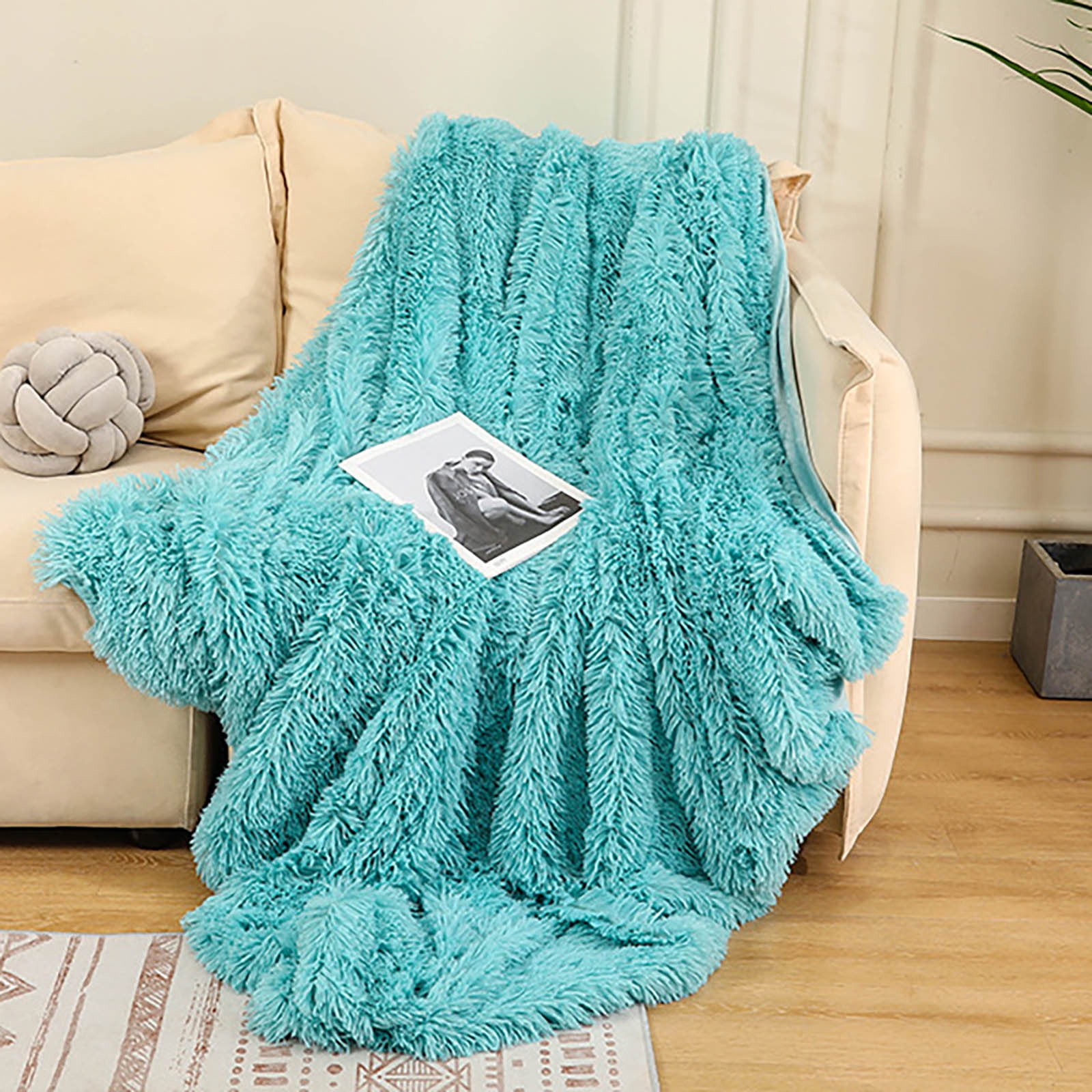 dfutuy Plain Color Double-sided Velvet Window Blanket Bedside Bed Tail ...