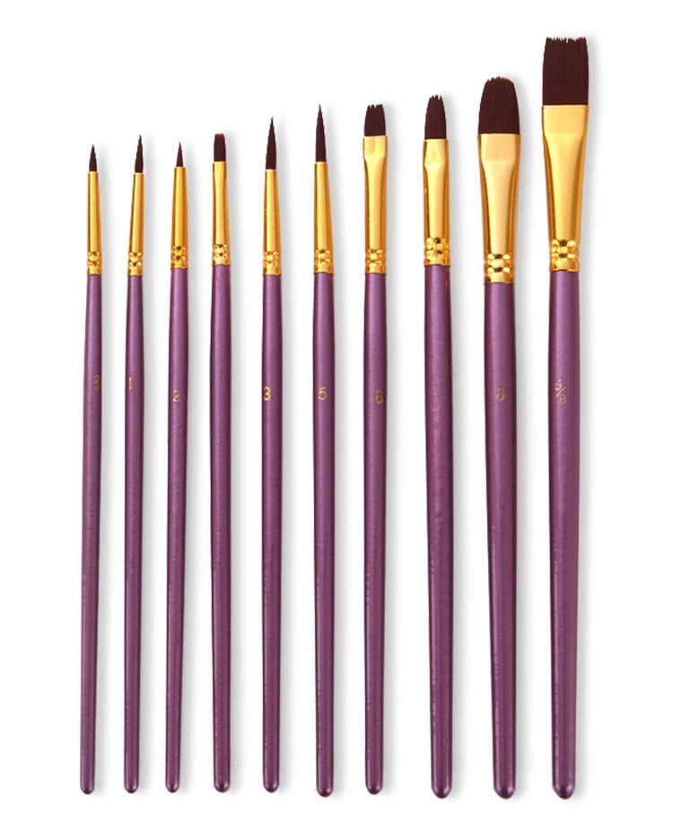 dfutuy Versatile 10-Piece Nylon Hair Paint Brush Set for Oil ...