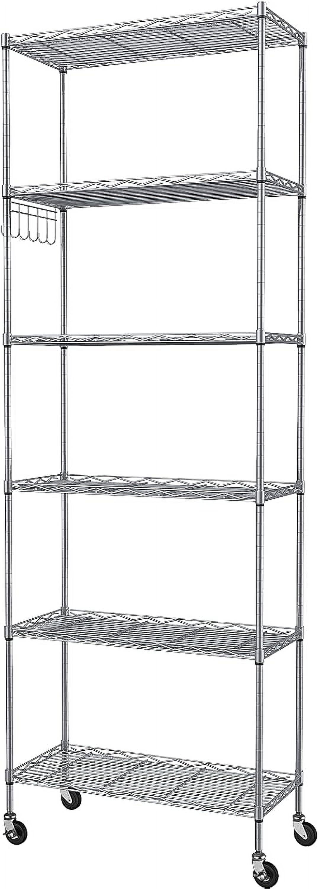 dgydbguuh 5 Tier Metal Storage Shelves with Wheels Heavy Duty Wire ...