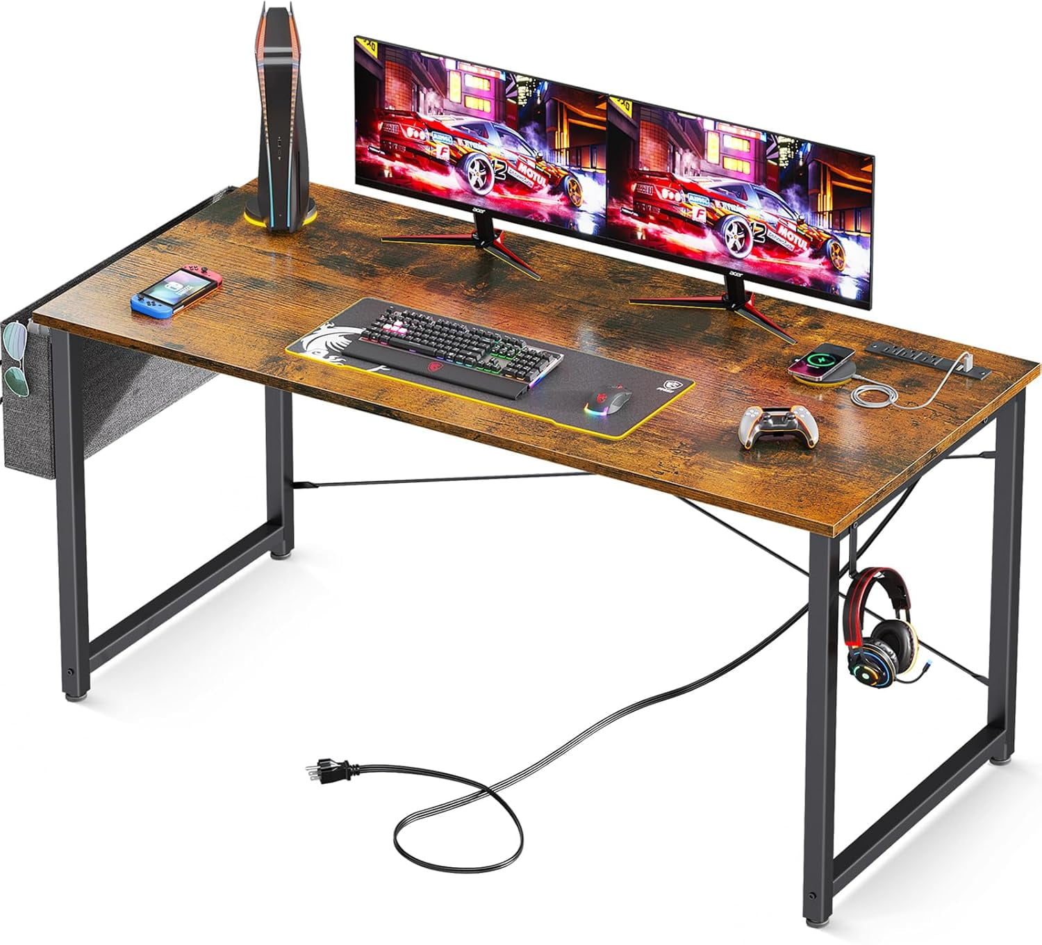 dgydbguuh 63 inch Small Computer Desk with Power Outlet for Small ...