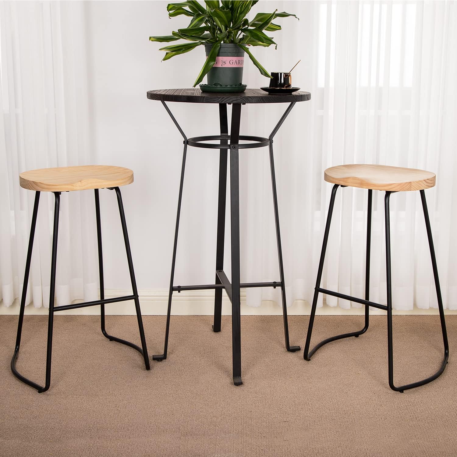 dgydbguuh Bar Stools Saddle Seat Bar Stools with Metal Legs Rustic ...