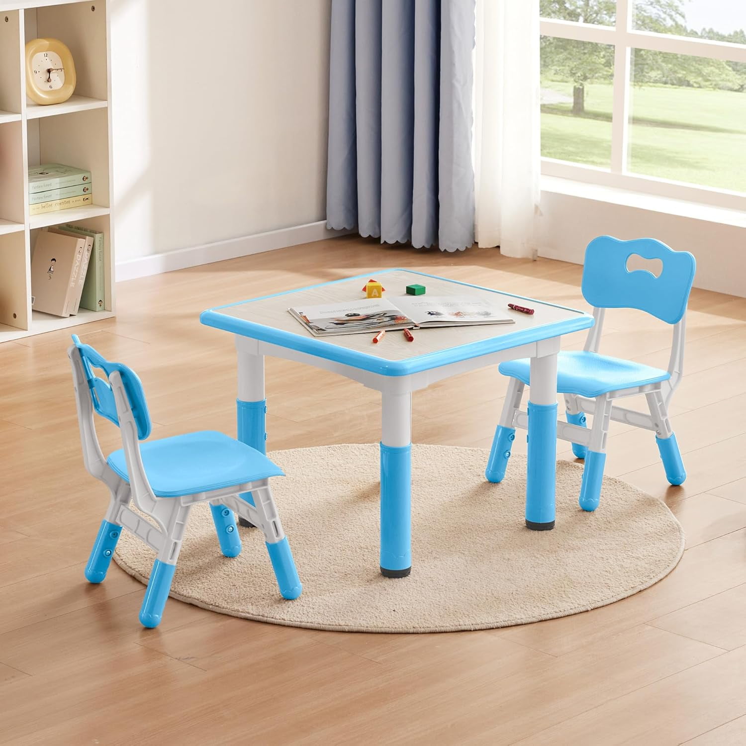 dgydbguuh Kids Study Table and Chairs Set Height Adjustable Toddler ...