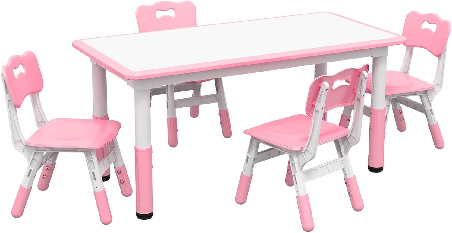dgydbguuh Kids Table and Chair Set 5 Piece Toddler Table and Chair Set ...