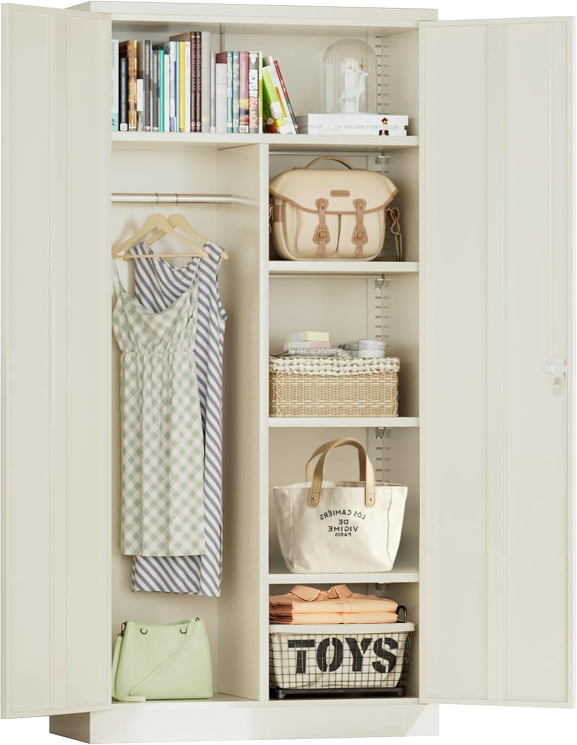 dgydbguuh Metal Wardrobe Closet with Doors and Shelves 72" Black ...