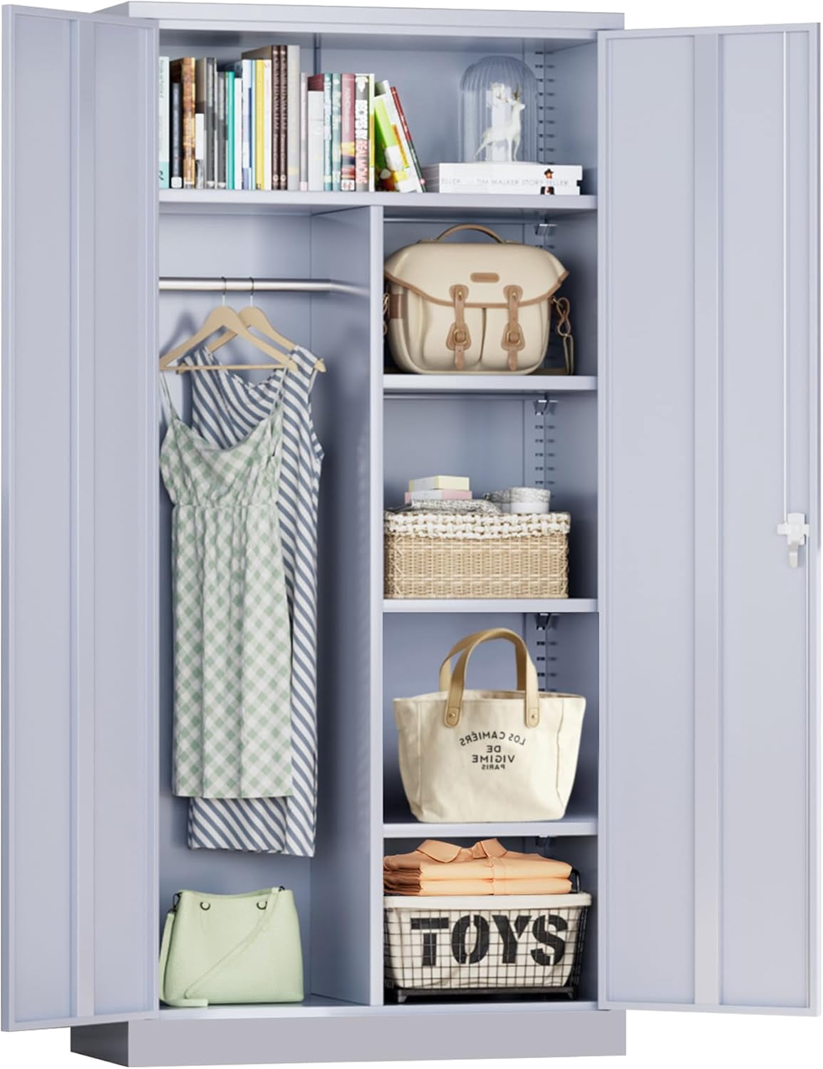 dgydbguuh Metal Wardrobe Closet with Doors and Shelves 72" Black ...