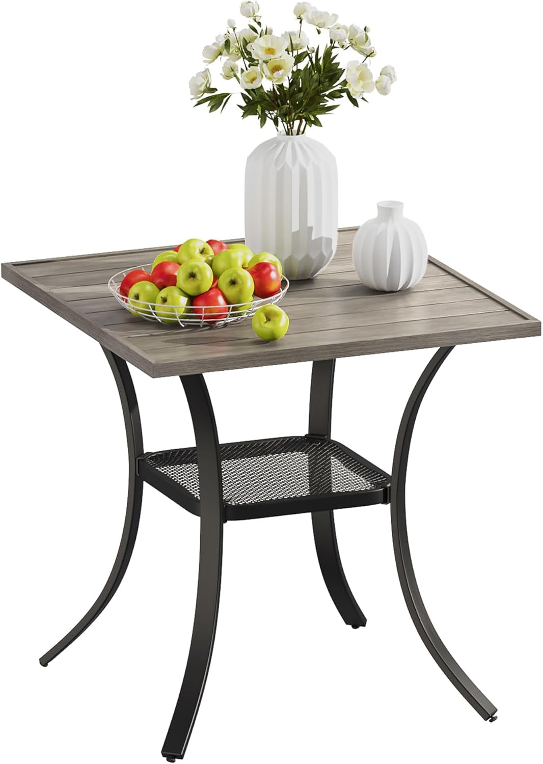 dgydbguuh Outdoor Patio Dining Table for 4 37"x 37" Metal Slatted ...