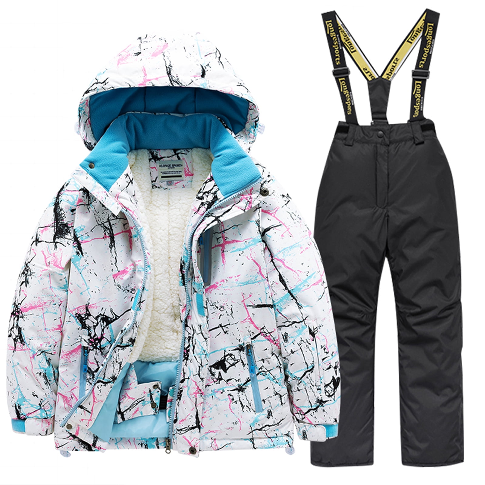 dgysar Boys Girls Ski Suit, 2-Piece Waterproof Snowsuit with Insulated ...