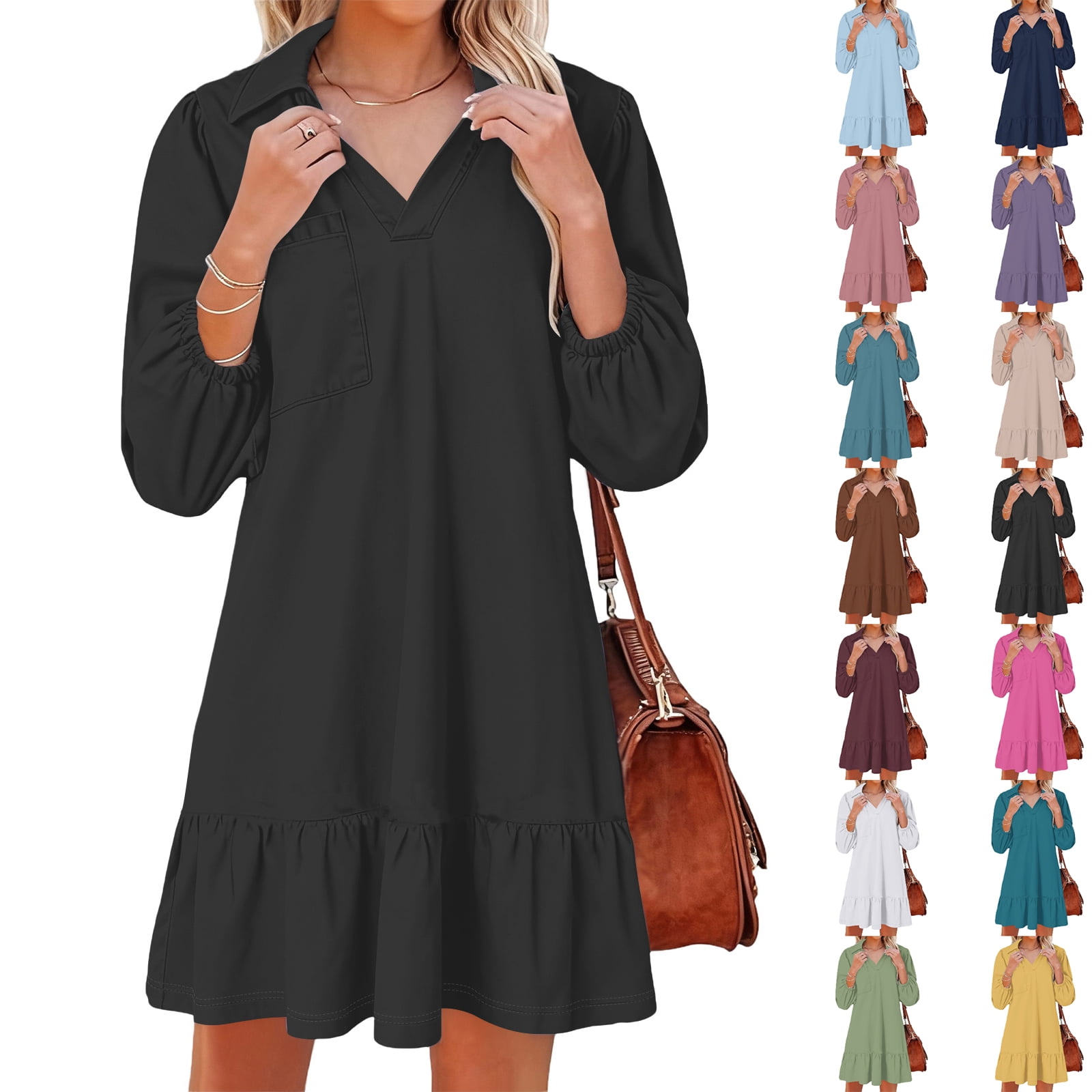 dgysar Everyday Midi Dress - Soft Fabric Dress with Simple Lines, Ideal ...