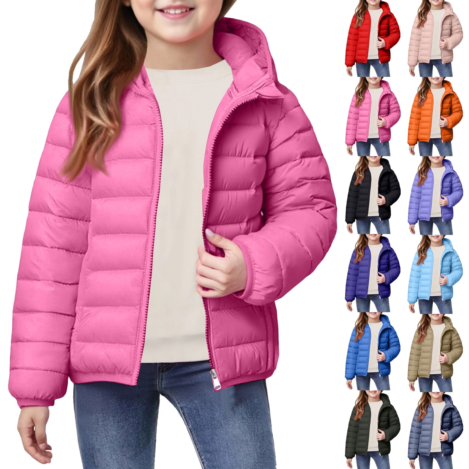 dgysar Girl Cropped Bubble Jacket, Lightweight Cotton Blend with Hood ...