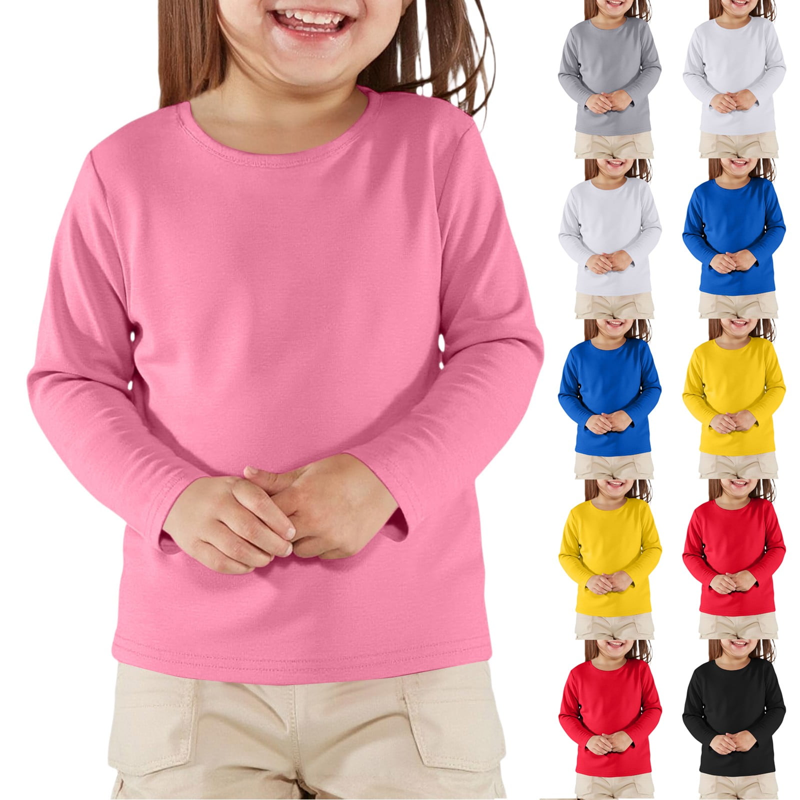 dgysar Girls Essential Long Sleeve Shirt, Soft Cotton, Ideal for School ...