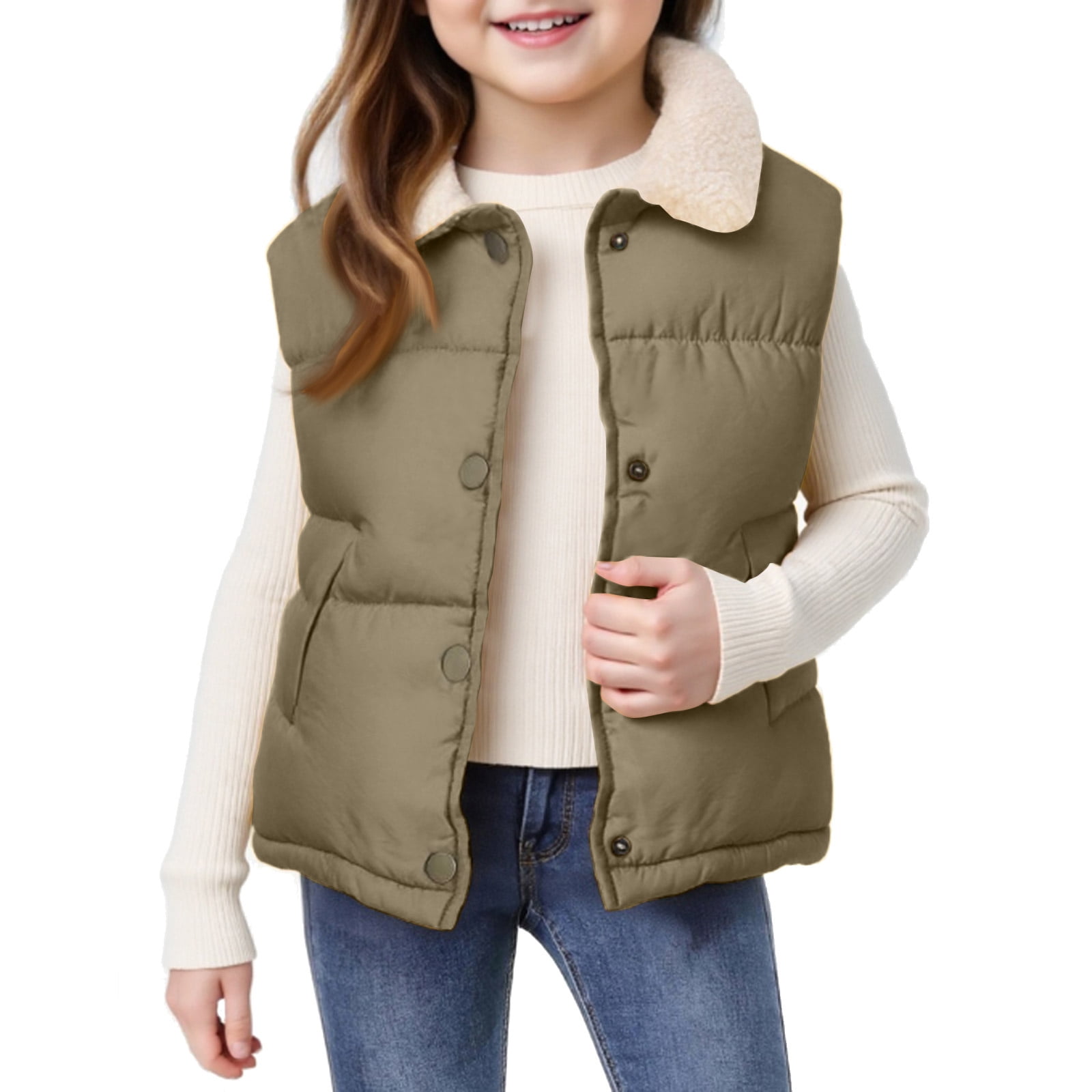 dgysar Girls Stand Collar Vest, Short Sleeveless Quilted Puffer Jacket ...