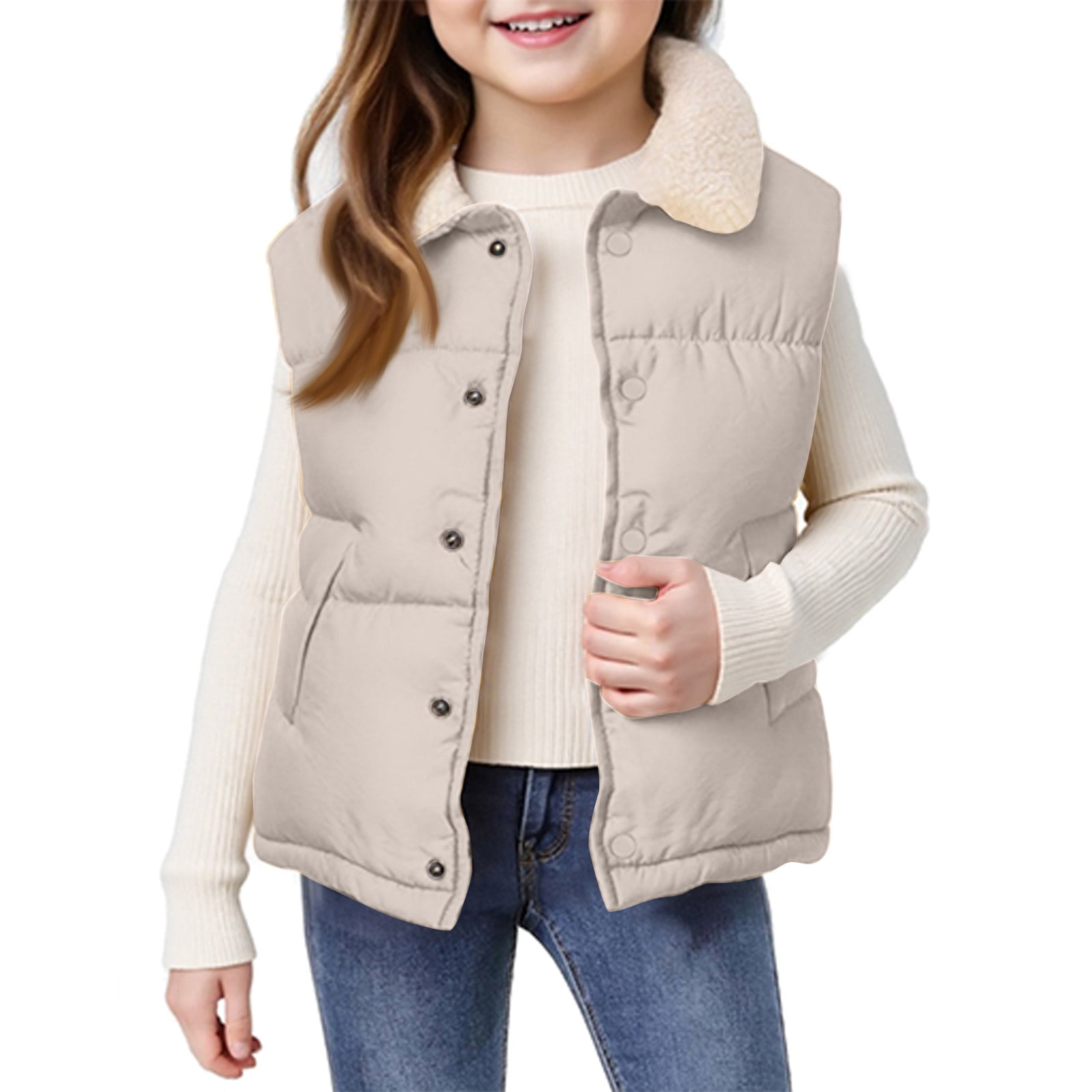 dgysar Girls Stand Collar Vest, Short Sleeveless Quilted Puffer Jacket ...