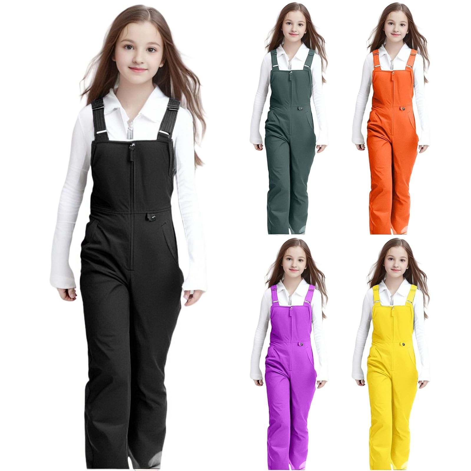 dgysar Kids Snow Bibs Waterproof Insulated Ski Pants Girls Adjustable ...