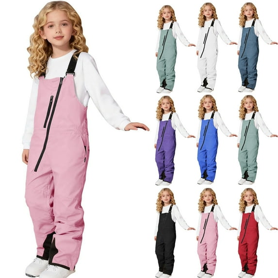 dgysar Kids Snow Bibs Waterproof Insulated Ski Pants Girls Adjustable ...