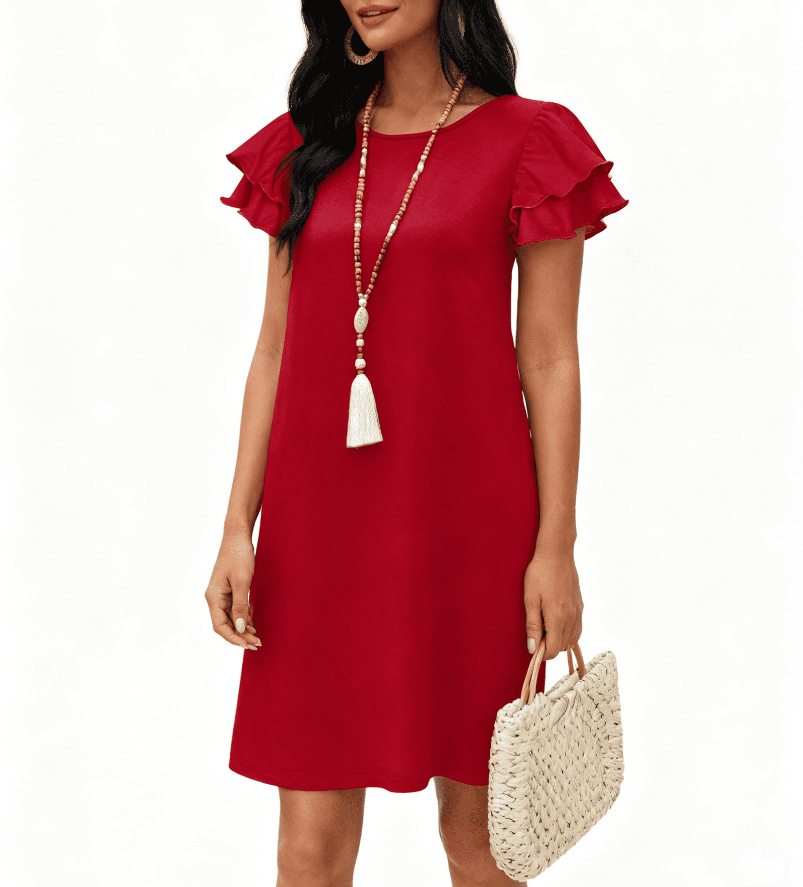 dgysar Ladies Boho Chic Dress, Tiered Ruffles & Bell Sleeves, Free ...