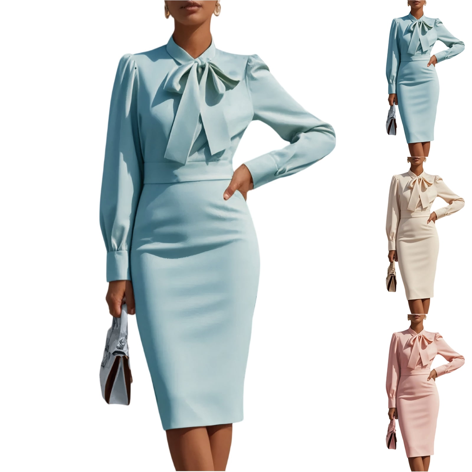 dgysar Ladies Dress with Bow Detail, Back or Side Bow Accent, Sweet and ...