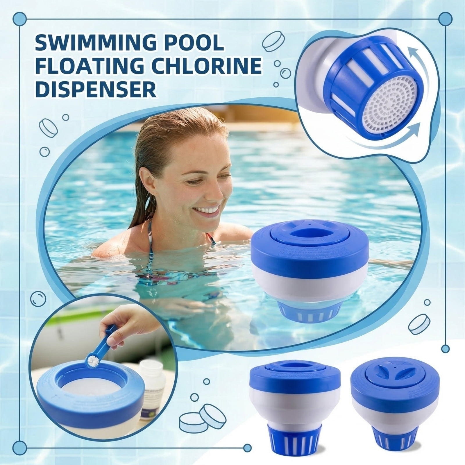 dgysar Pool Floating Dispenser Cup Thickened Adjustable Chlorine ...