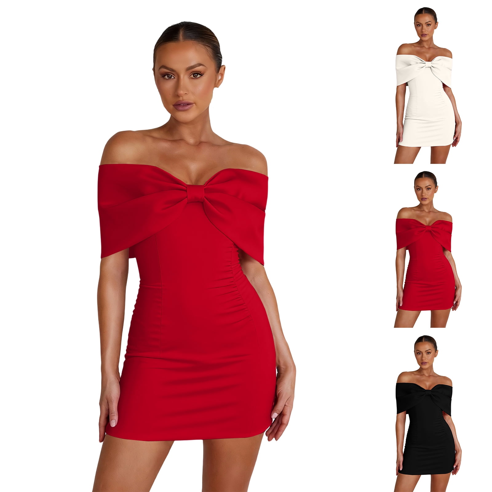 dgysar Women's Off-the-Shoulder Belted Dress - Casual Chic Dress with Tie Waist, Perfect for ...