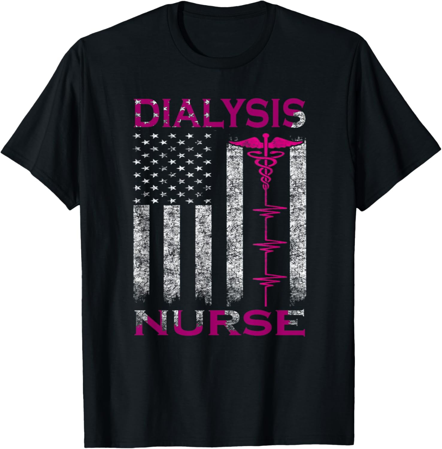 dialysis nurse Awareness American Flag T-ShirtMen and women, Black T ...