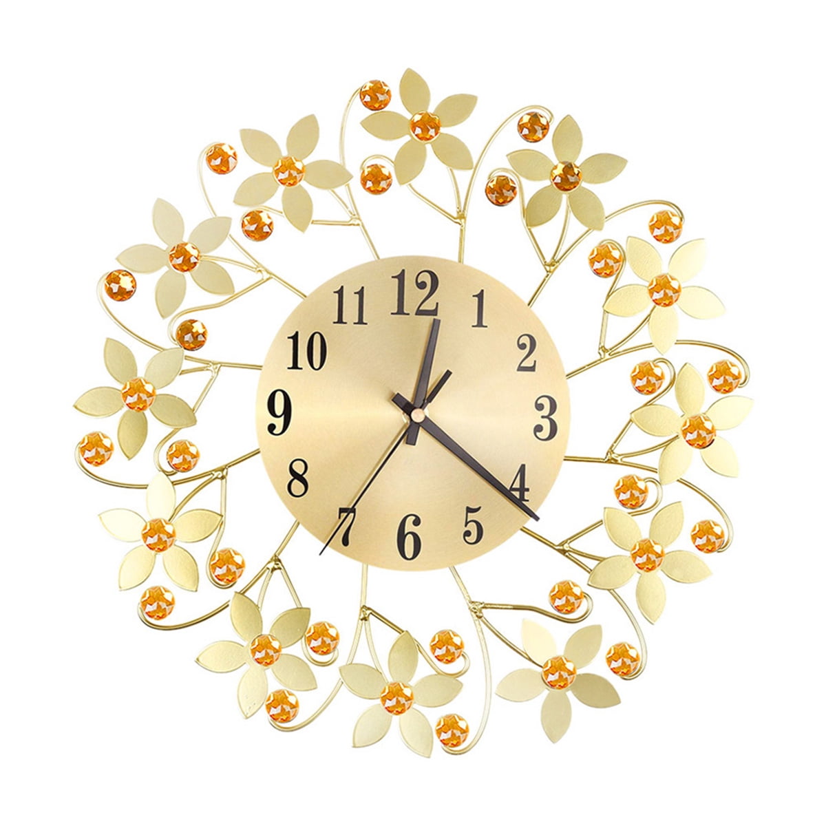 diamond wall clock Retro Diamond Wrought Iron Wall Clock Leaf Petals ...