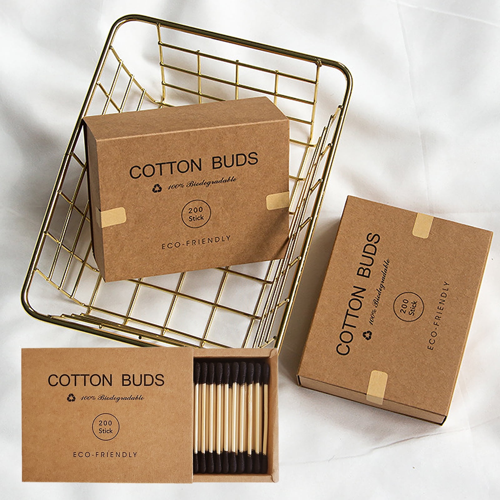 dianhelloya 1 Box Cotton Swab No Lint Loss Disposable Double Head ...