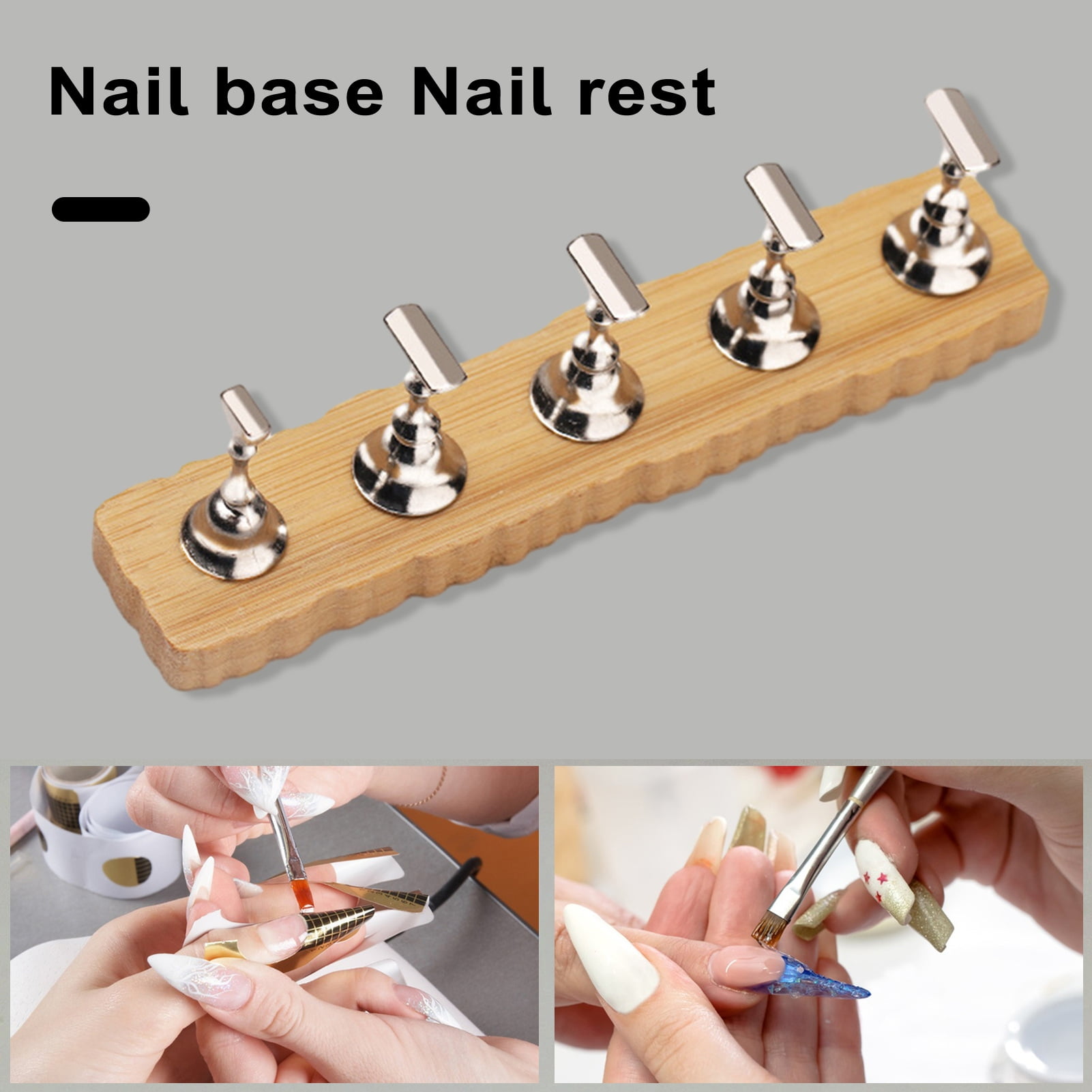 dianhelloya 1 Set Magnetic Nail Holder with Bamboo Base Professional ...
